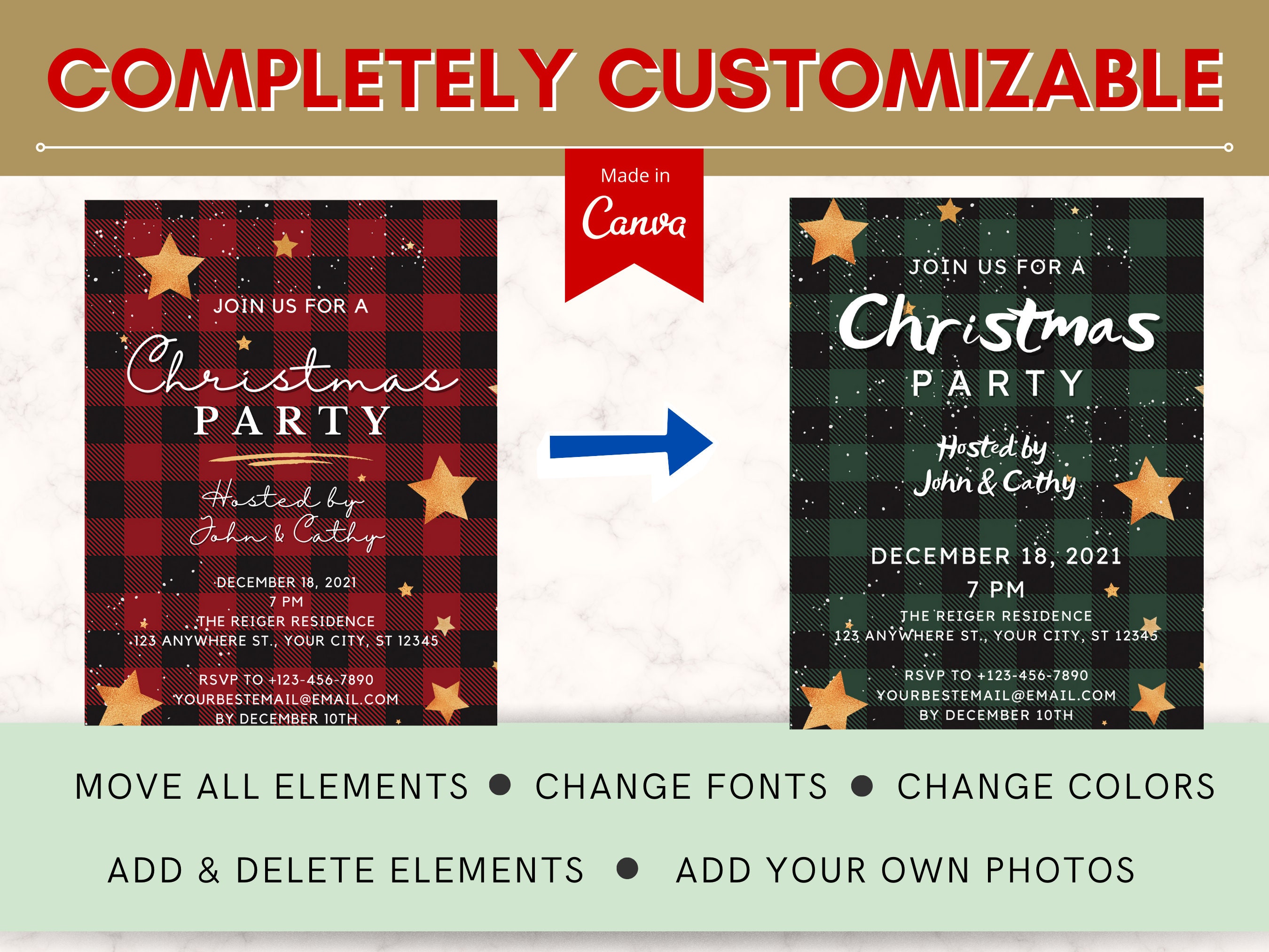 Buffalo Check Christmas Party Invitation, Buffalo Plaid Christmas ...