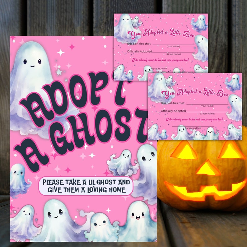 Adopt A Ghost Sign, Adopt A Ghost Printable, Pet Adopt A Ghost ...