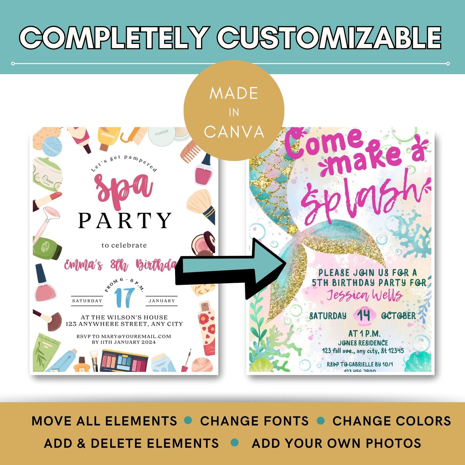 Girls Spa Party Invitation, Spa Party Invite, Spa Birthday Party ...