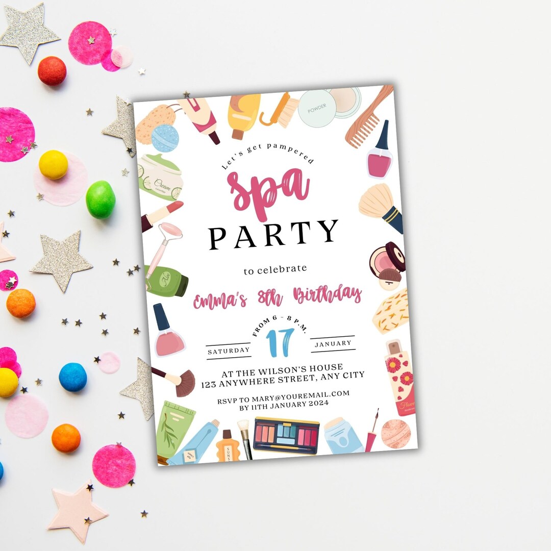 Girls Spa Party Invitation, Spa Party Invite, Spa Birthday Party ...