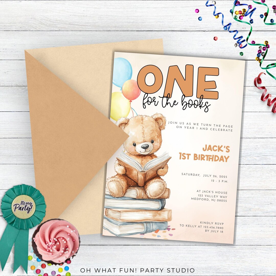 One for the Books First Birthday Invitation, First Chapter Birthday ...