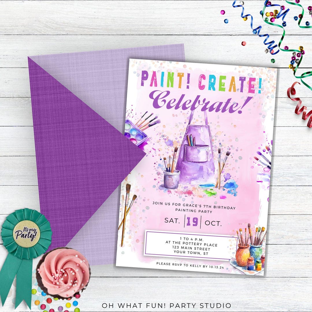 Ceramic Painting Party Invitation, Pottery Painting Party Invitation ...
