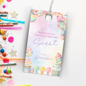 Sweet and Sassy Seven Birthday Thank You Tag, Bubble Gum Birthday Tags ...