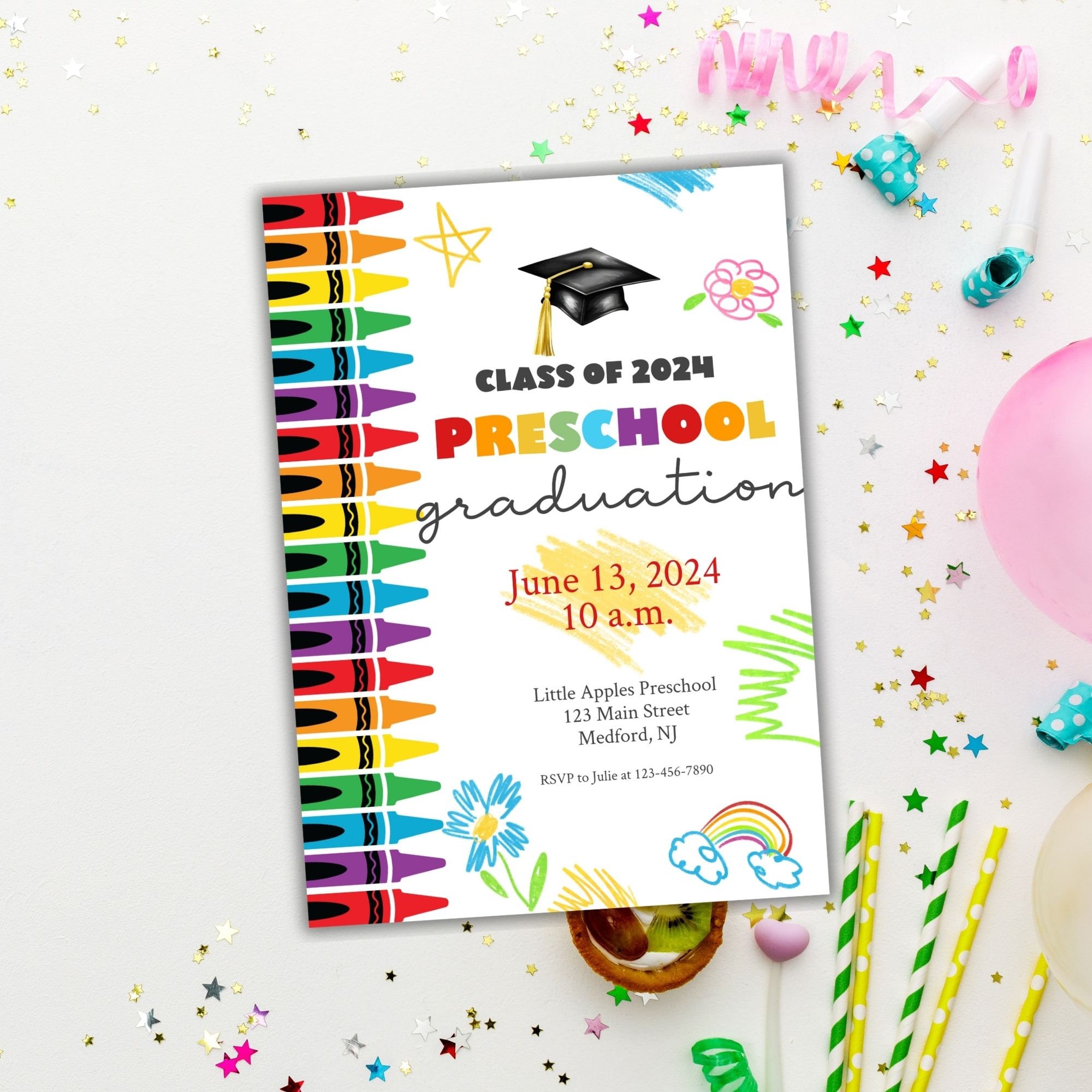 Preschool Graduation Invitation 2024, Pre-k Graduation Invitation ...