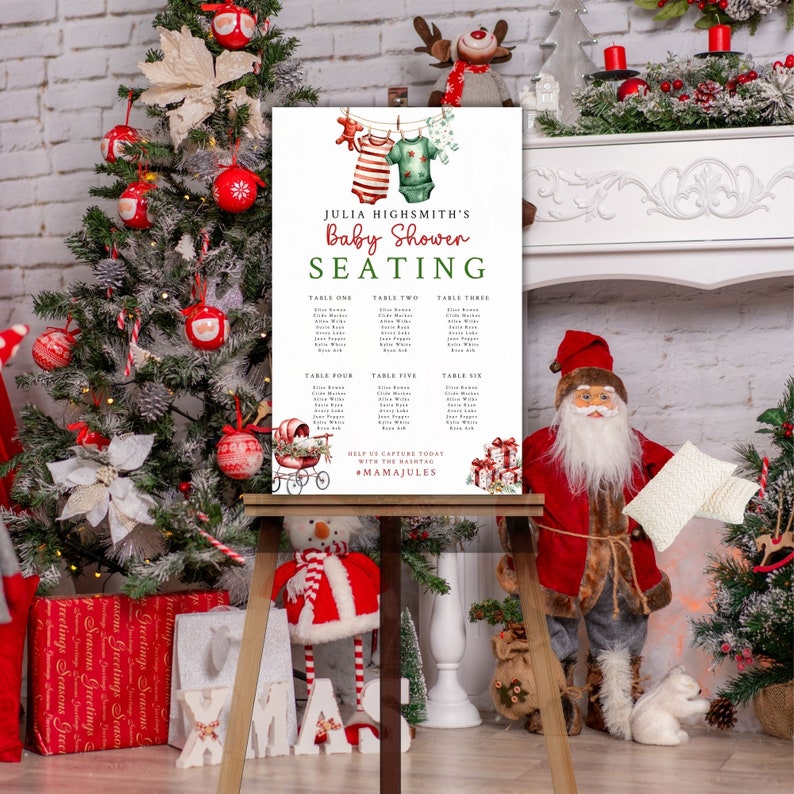 Santa Baby Shower Seating Chart, Christmas Baby Shower Seating Chart ...