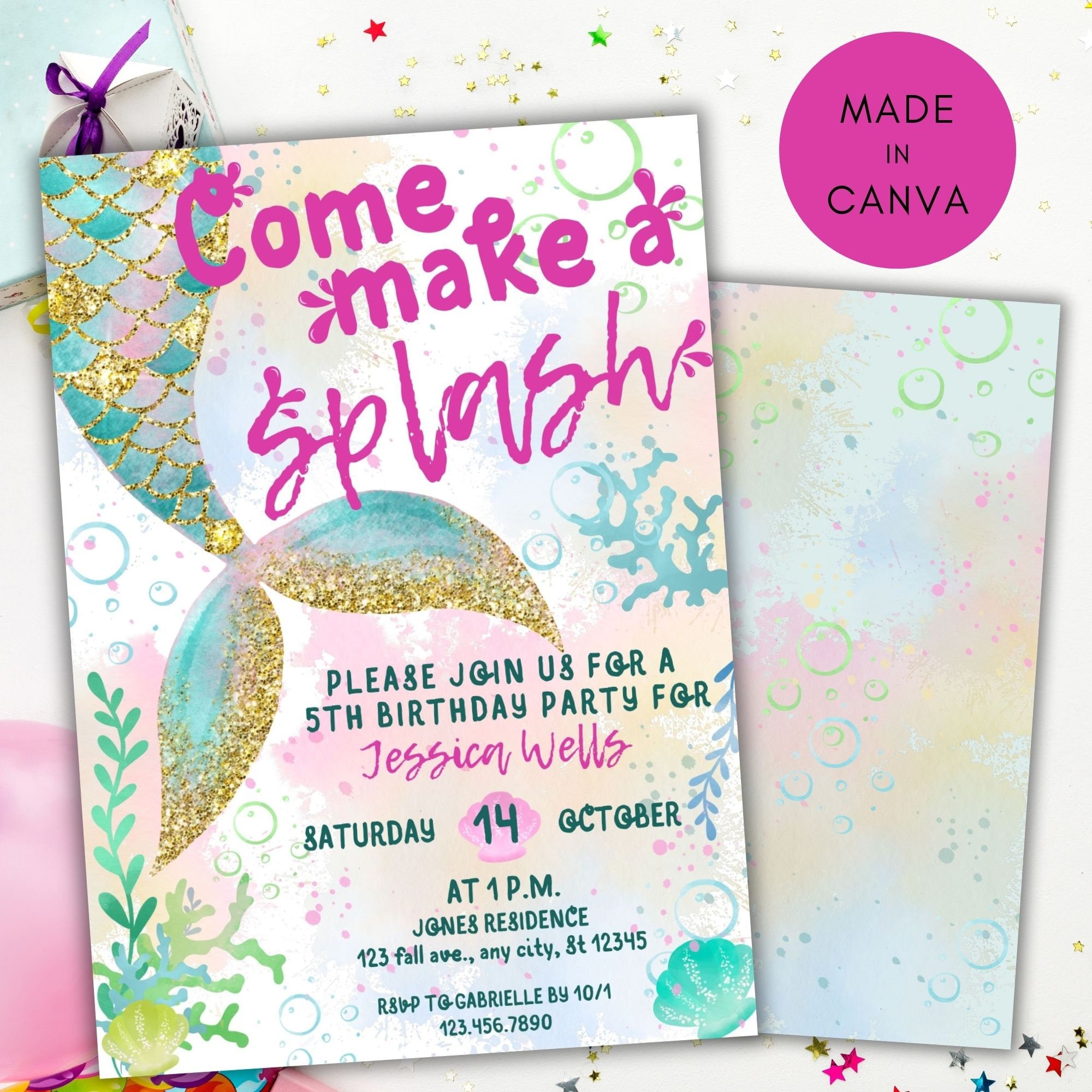 Mermaid Tail Birthday Party Invitation, Mermaid Birthday Invitation ...
