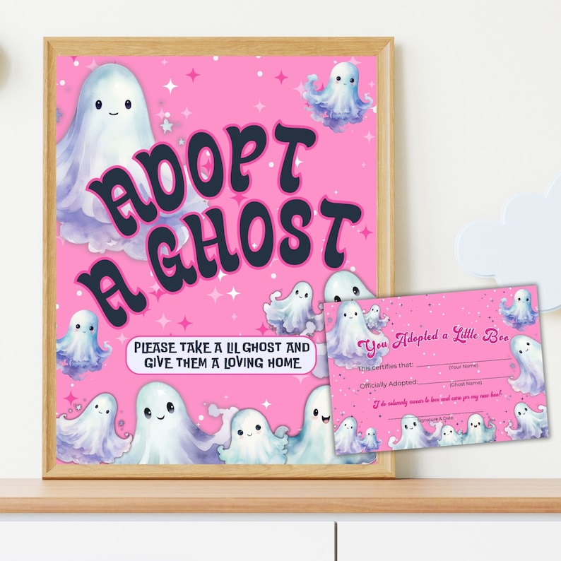 Adopt A Ghost Sign, Adopt A Ghost Printable, Pet Adopt A Ghost ...