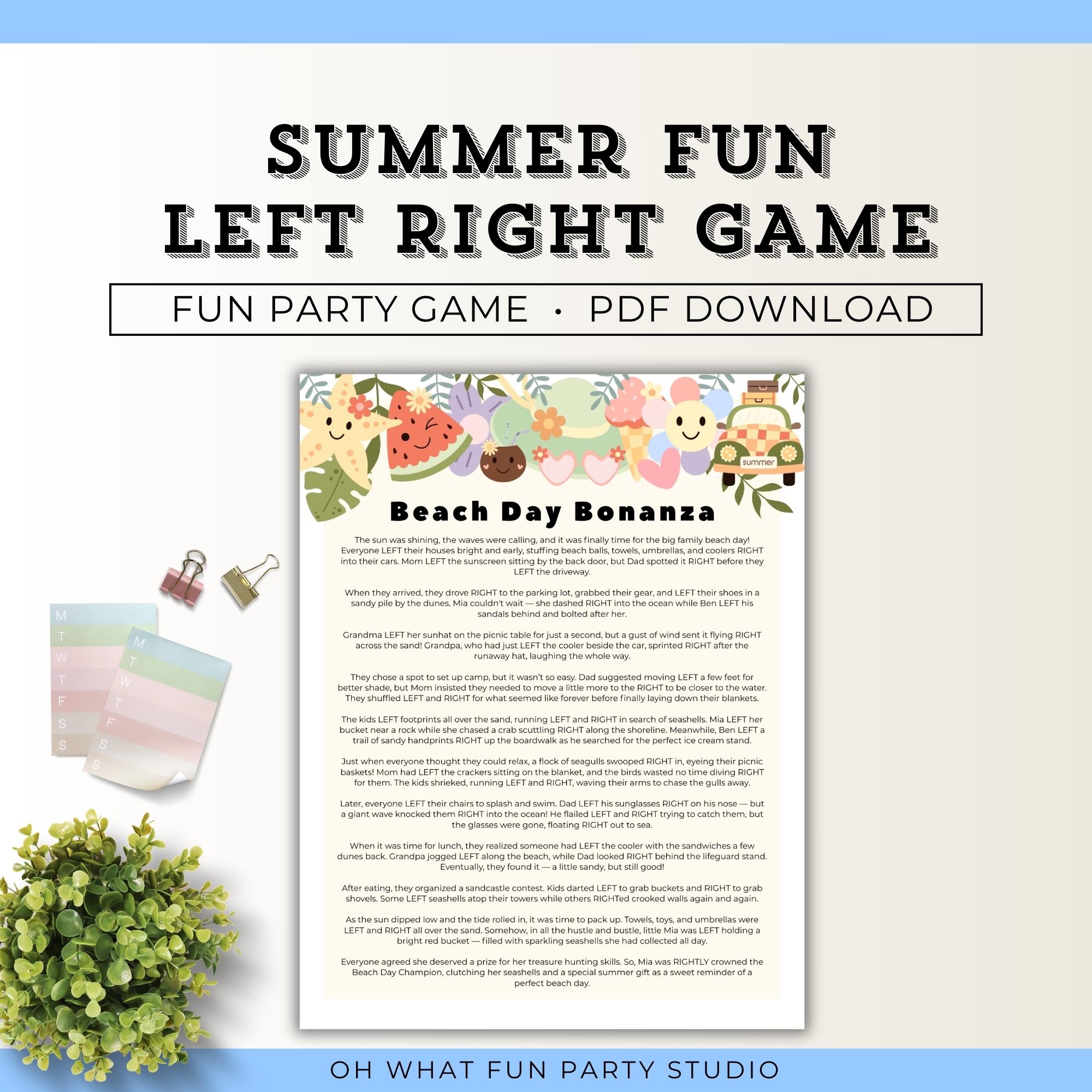 Summer Left Right Game, Birthday Games for 13 Year Old Party,left Right ...