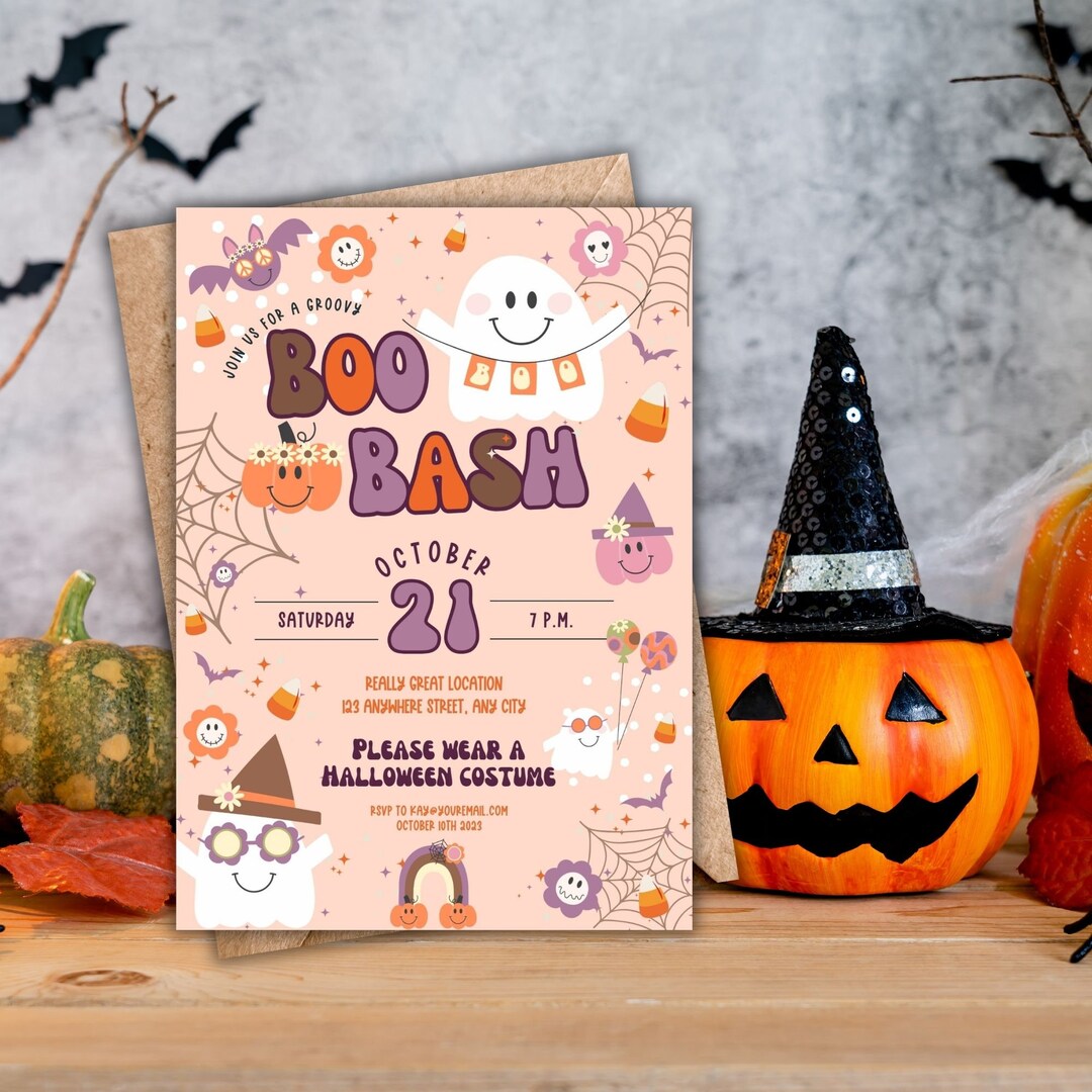 Boo Bash Halloween Invitation, EDITABLE Halloween Invitation Template ...