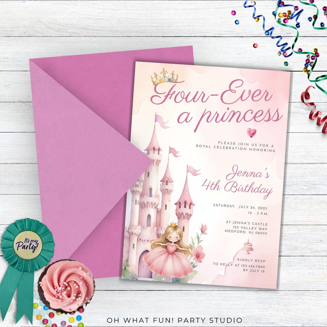 Pastel Color Princess Invitation, Forever A Princess Birthday ...