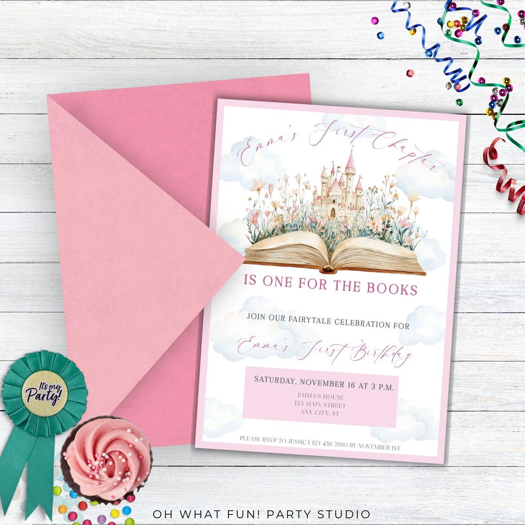 First Chapter Birthday Invite, Storybook Birthday Invitation, Fairytale ...