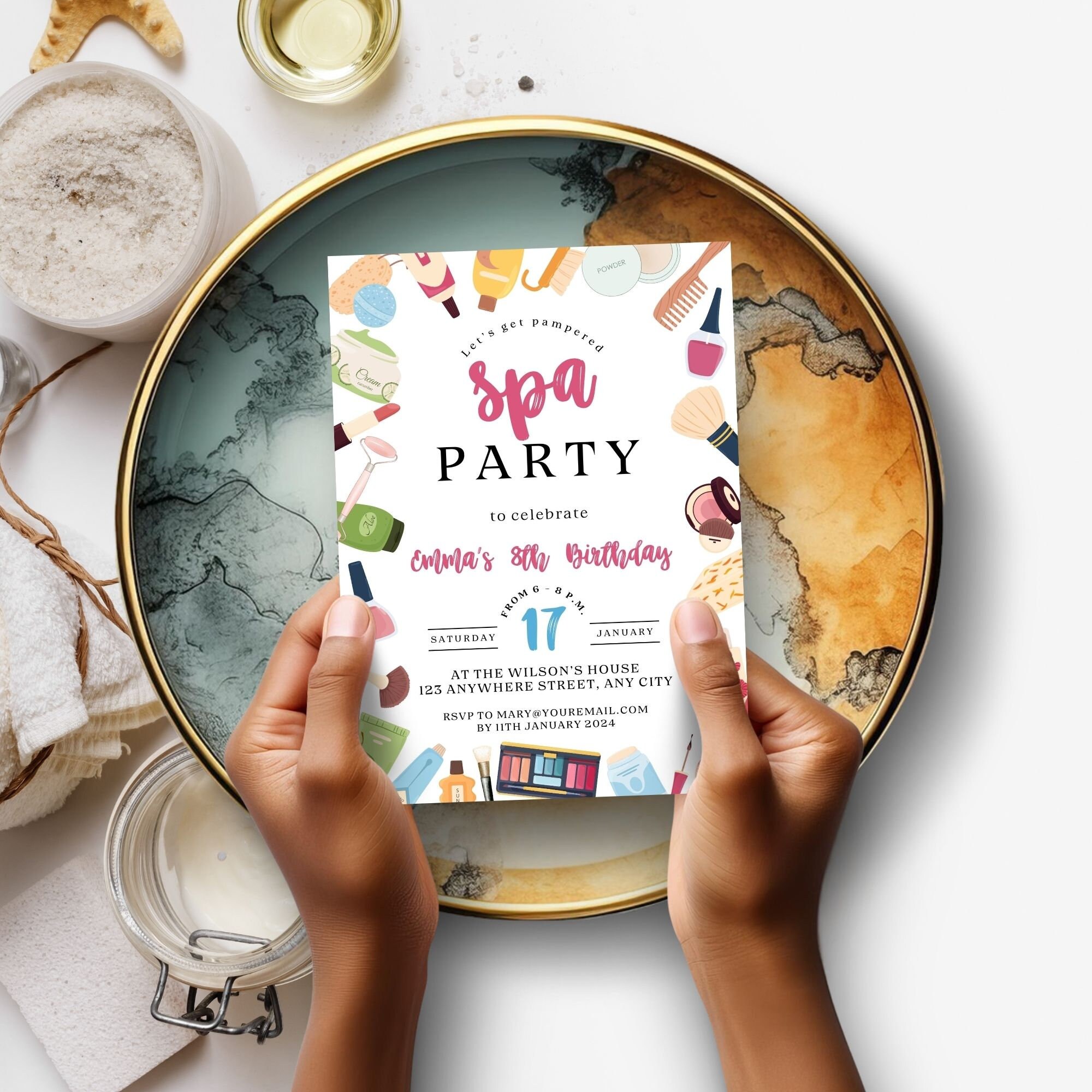 Girls Spa Party Invitation, Spa Party Invite, Spa Birthday Party ...
