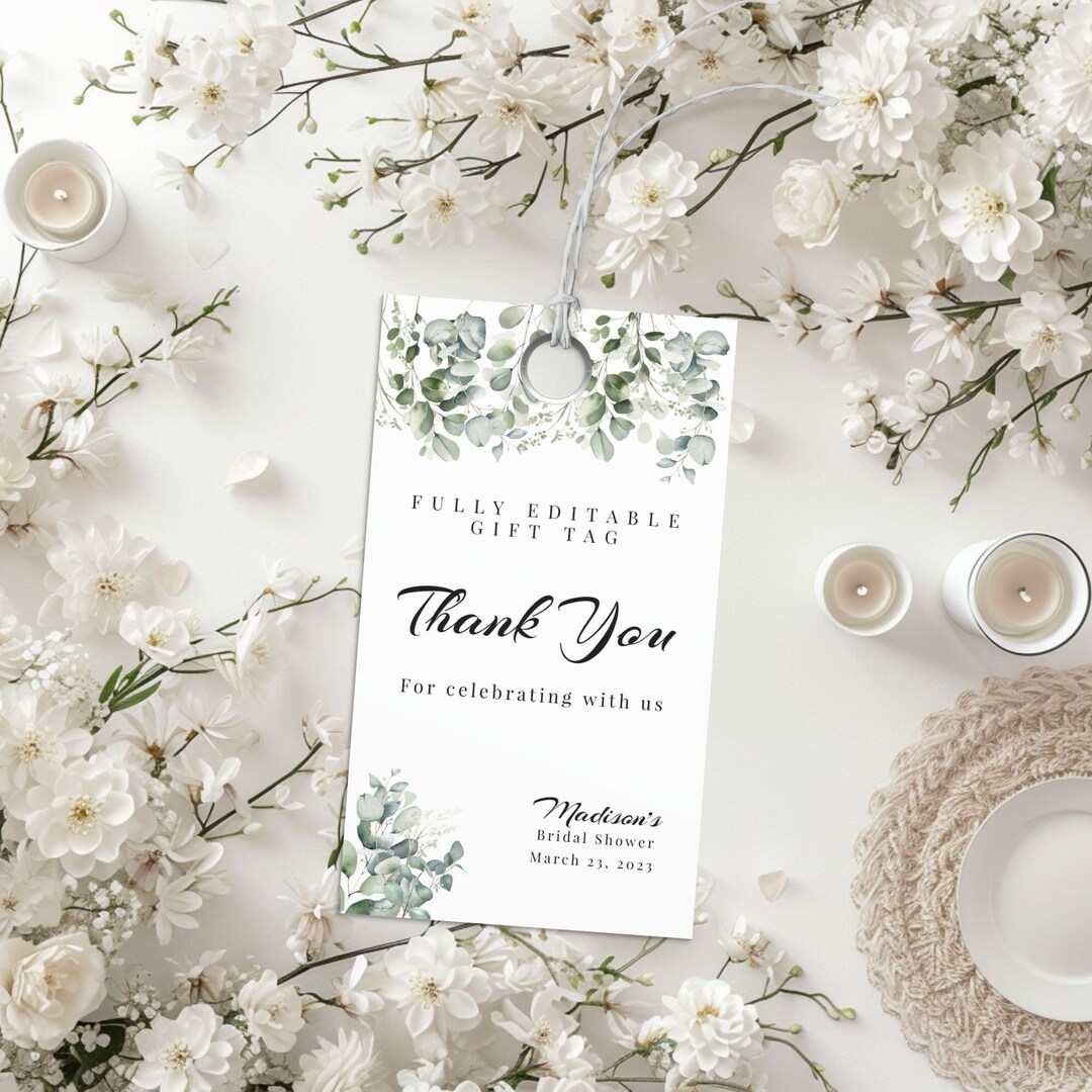 Eucalyptus Gift Tags, Gift Tags With Eucalyptus, Wildflower Thank You ...