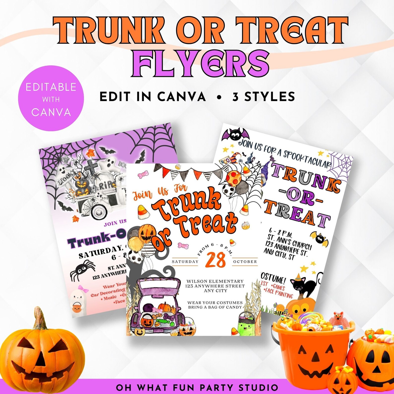 Editable Trunk or Treat Flyer, Trunk or Treat Invitation, Trunk or ...