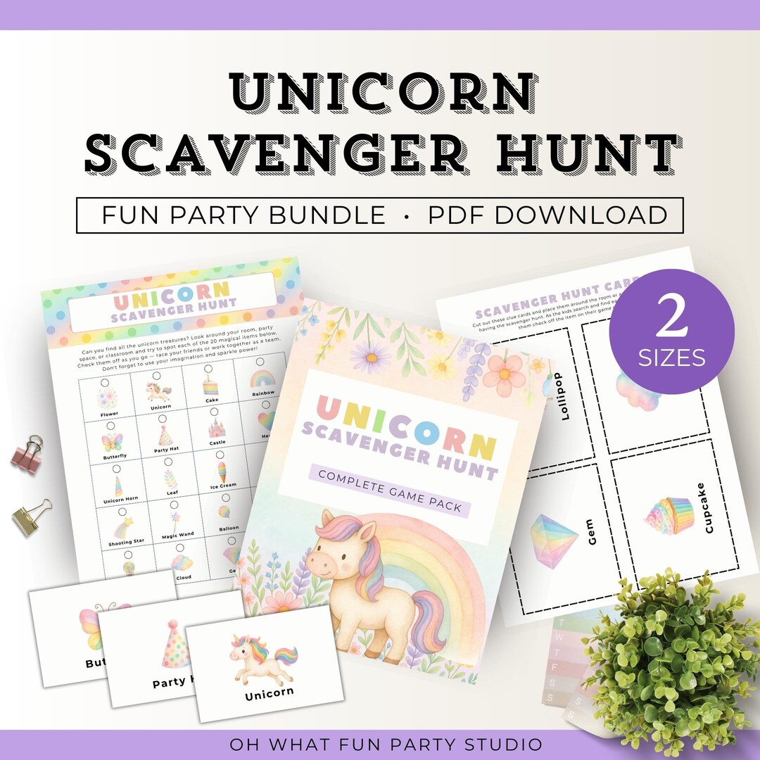 Unicorn Scavenger Themed Hunt, Unicorn Scavenger Hunt, Magical Unicorn ...
