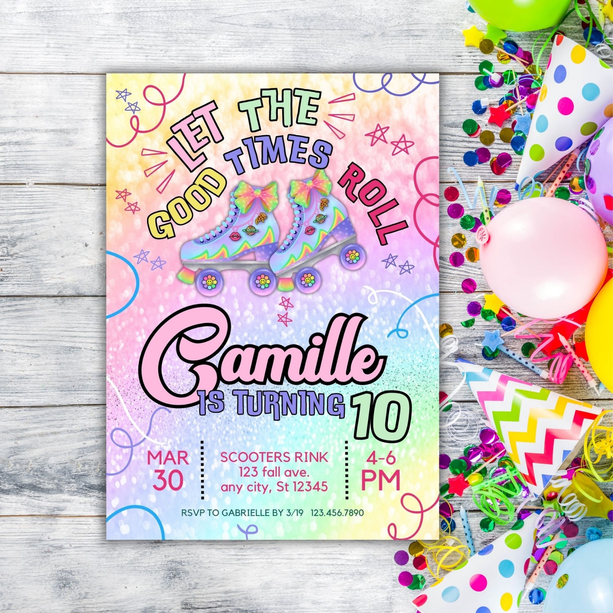 Editable Birthday Skate Party Invitation Roller Skating Party - Etsy