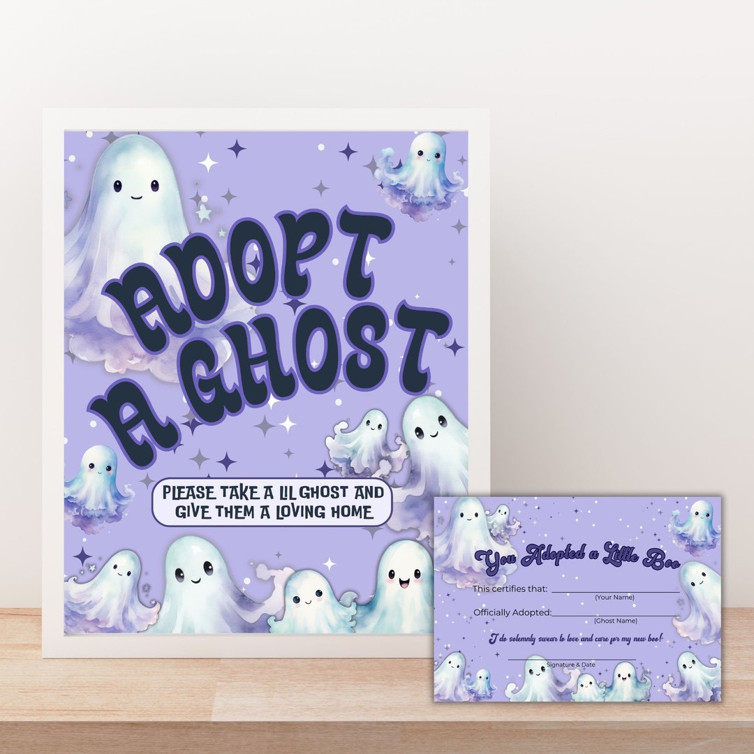 Adopt A Ghost Sign, Adopt A Ghost Printable, Pet Adopt A Ghost ...