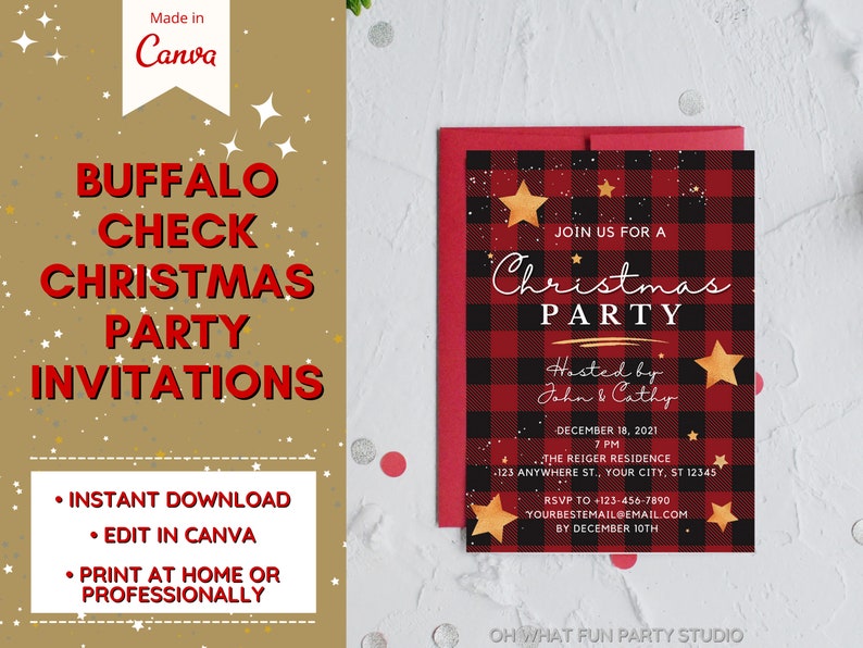 Buffalo Check Christmas Party Invitation, Buffalo Plaid Christmas ...