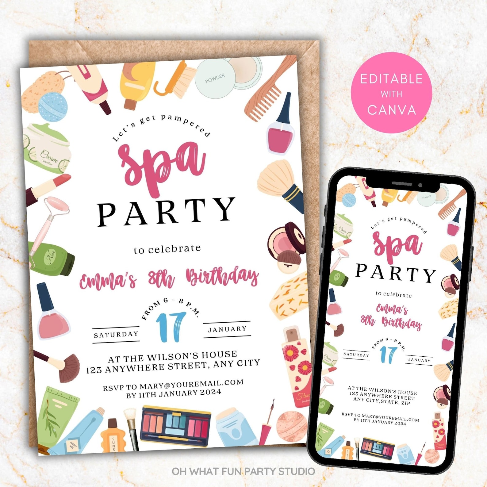 Girls Spa Party Invitation, Spa Party Invite, Spa Birthday Party ...
