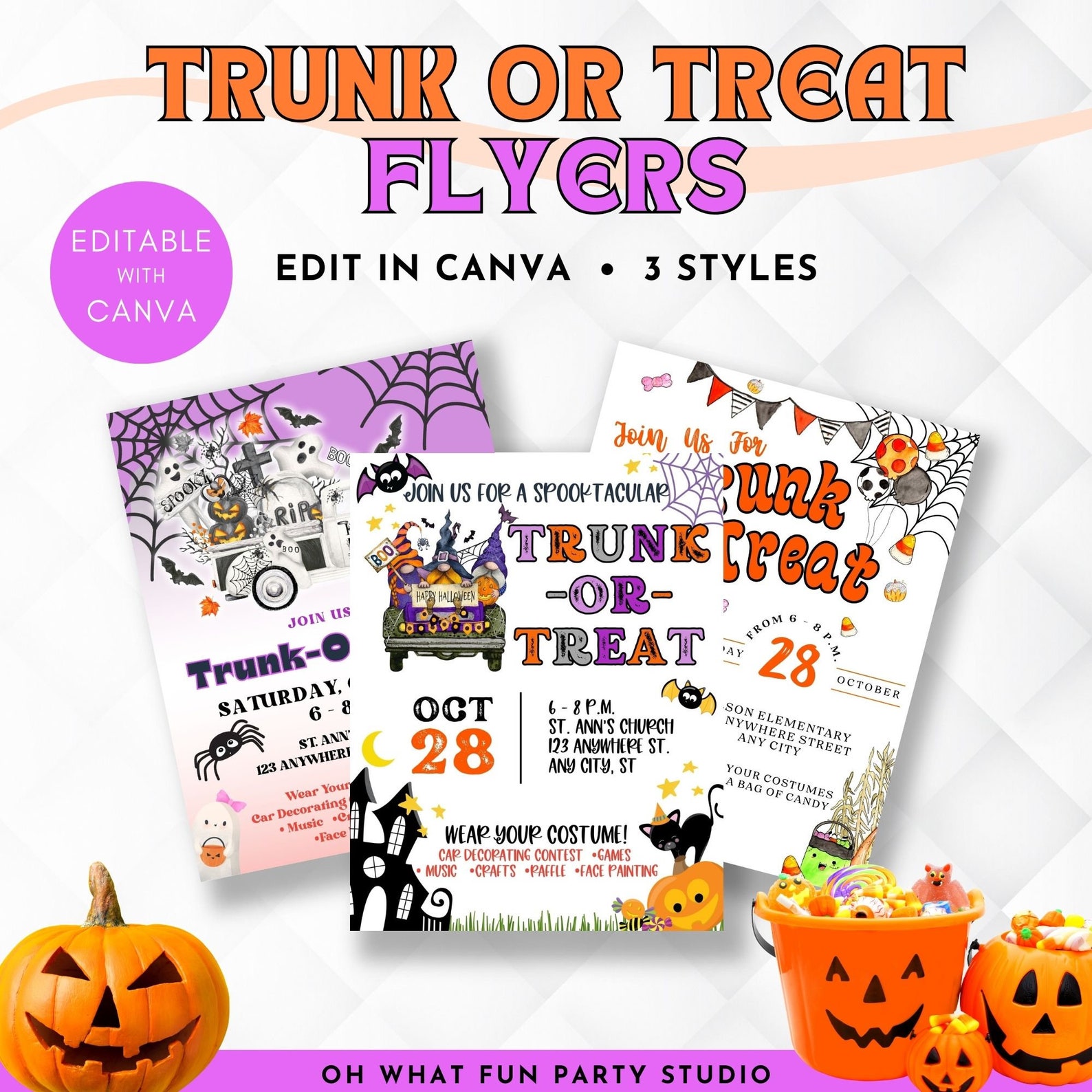 Editable Trunk or Treat Flyer, Trunk or Treat Invitation, Trunk or ...