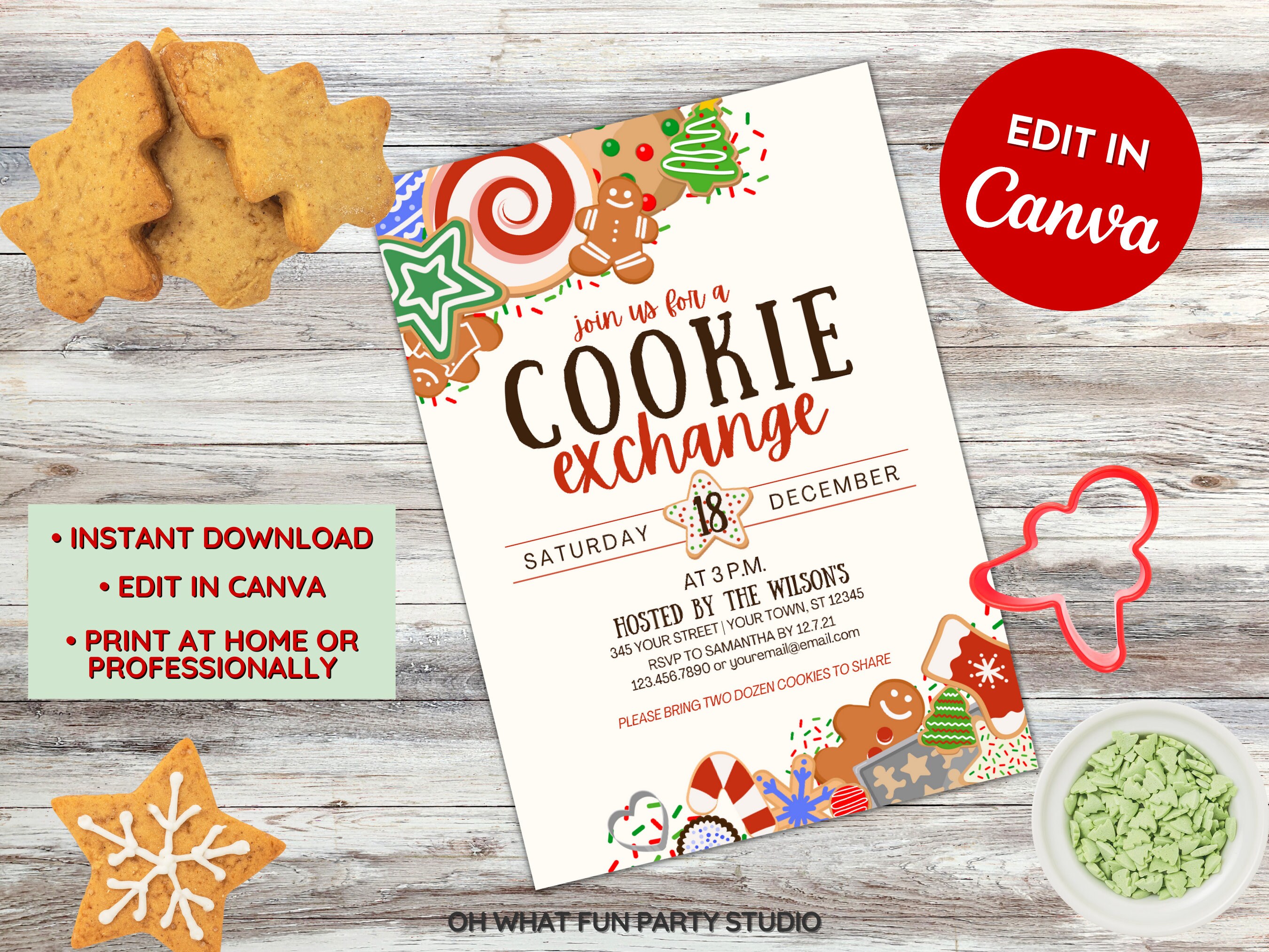 Christmas Cookie Exchange Party Invitation Template, Cookie Swap ...