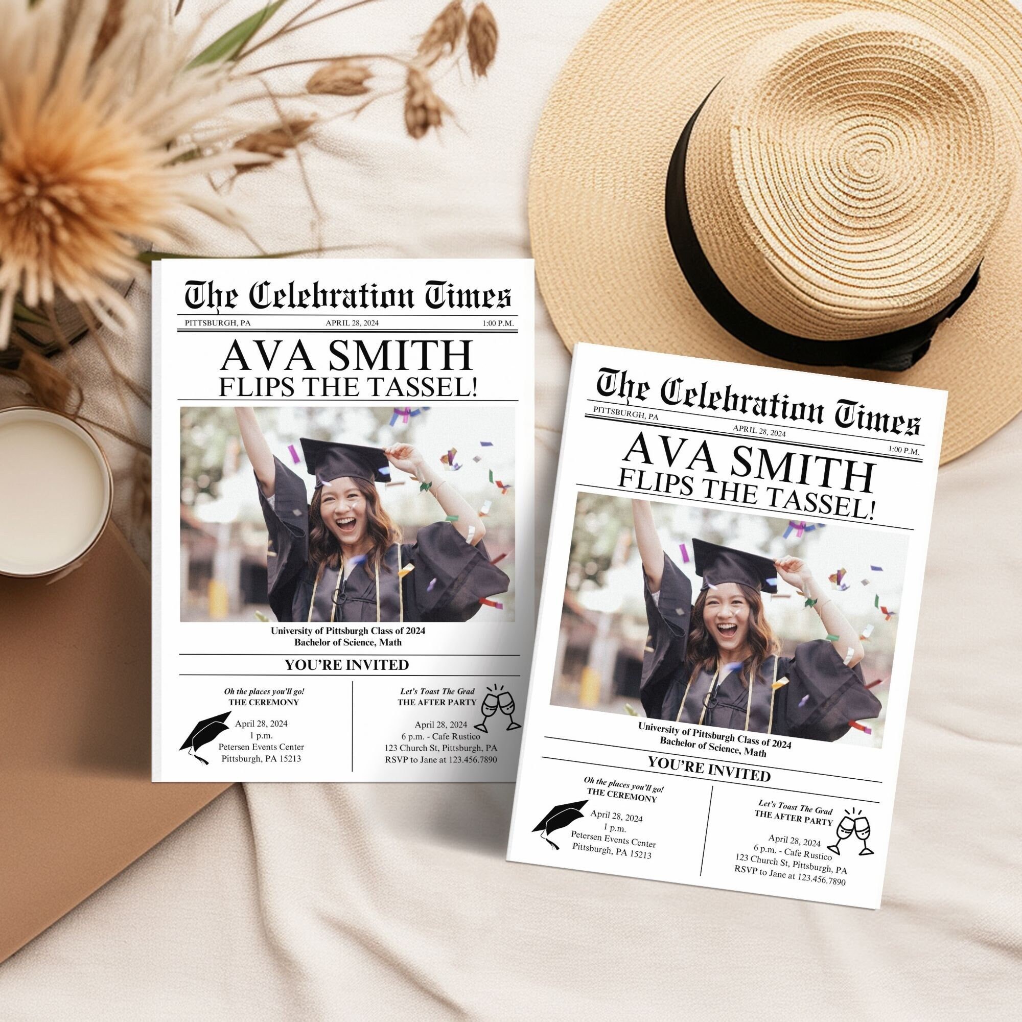Newspaper Graduation Announcement Template, Graduation Invitation ...