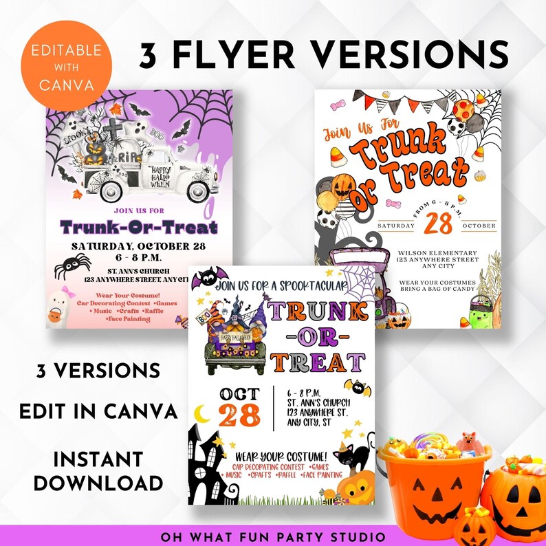 Editable Trunk or Treat Flyer, Trunk or Treat Invitation, Trunk or ...
