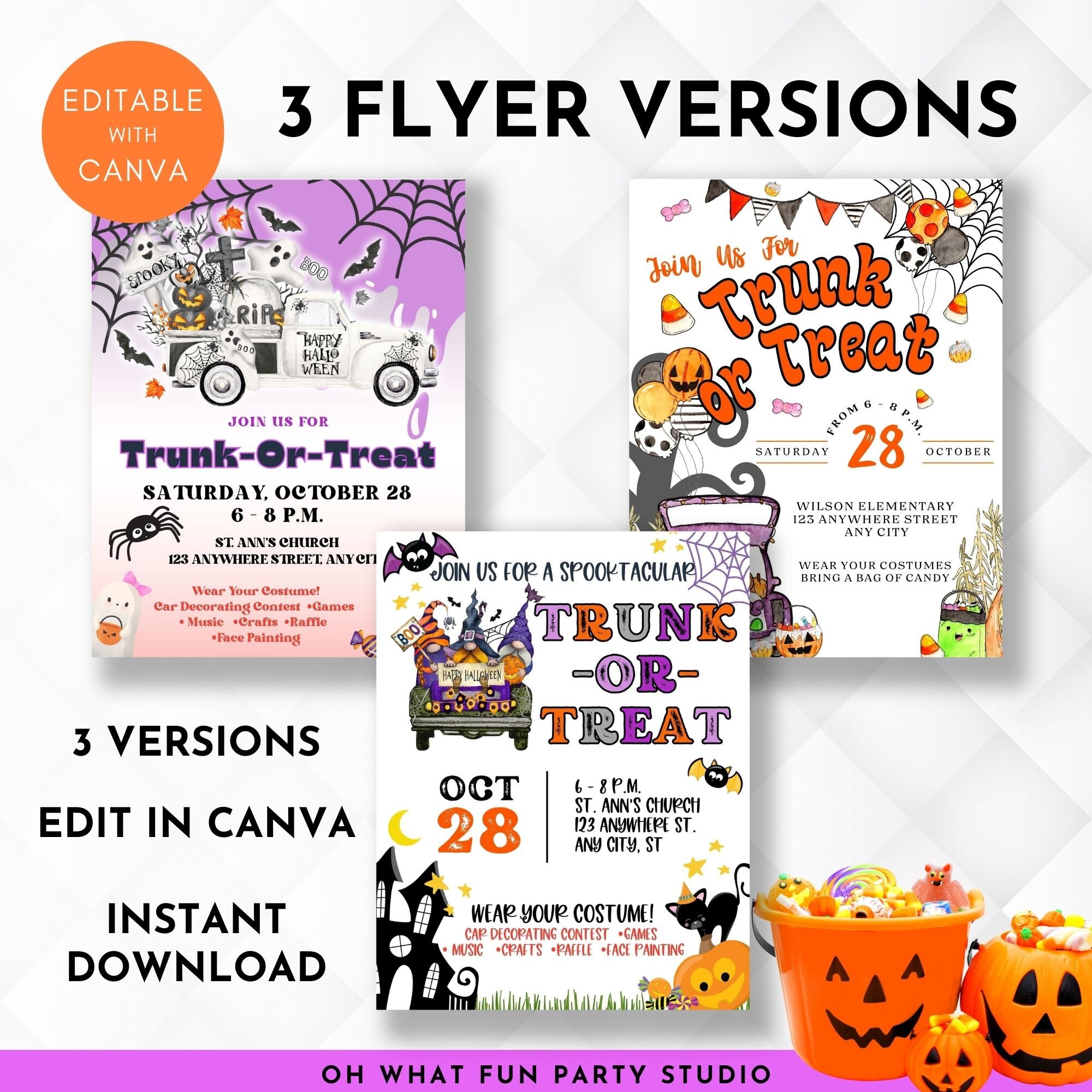 Editable Trunk or Treat Flyer, Trunk or Treat Invitation, Trunk or ...