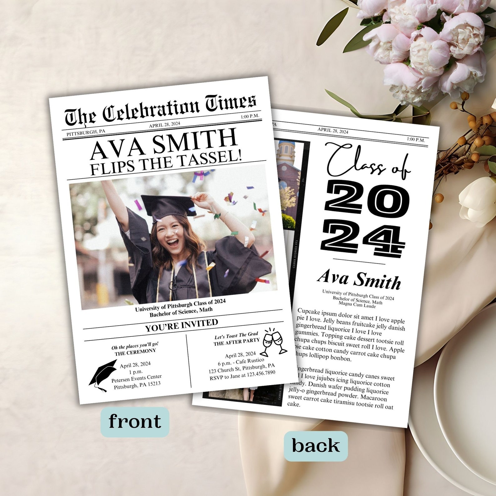 Newspaper Graduation Announcement Template, Graduation Invitation ...