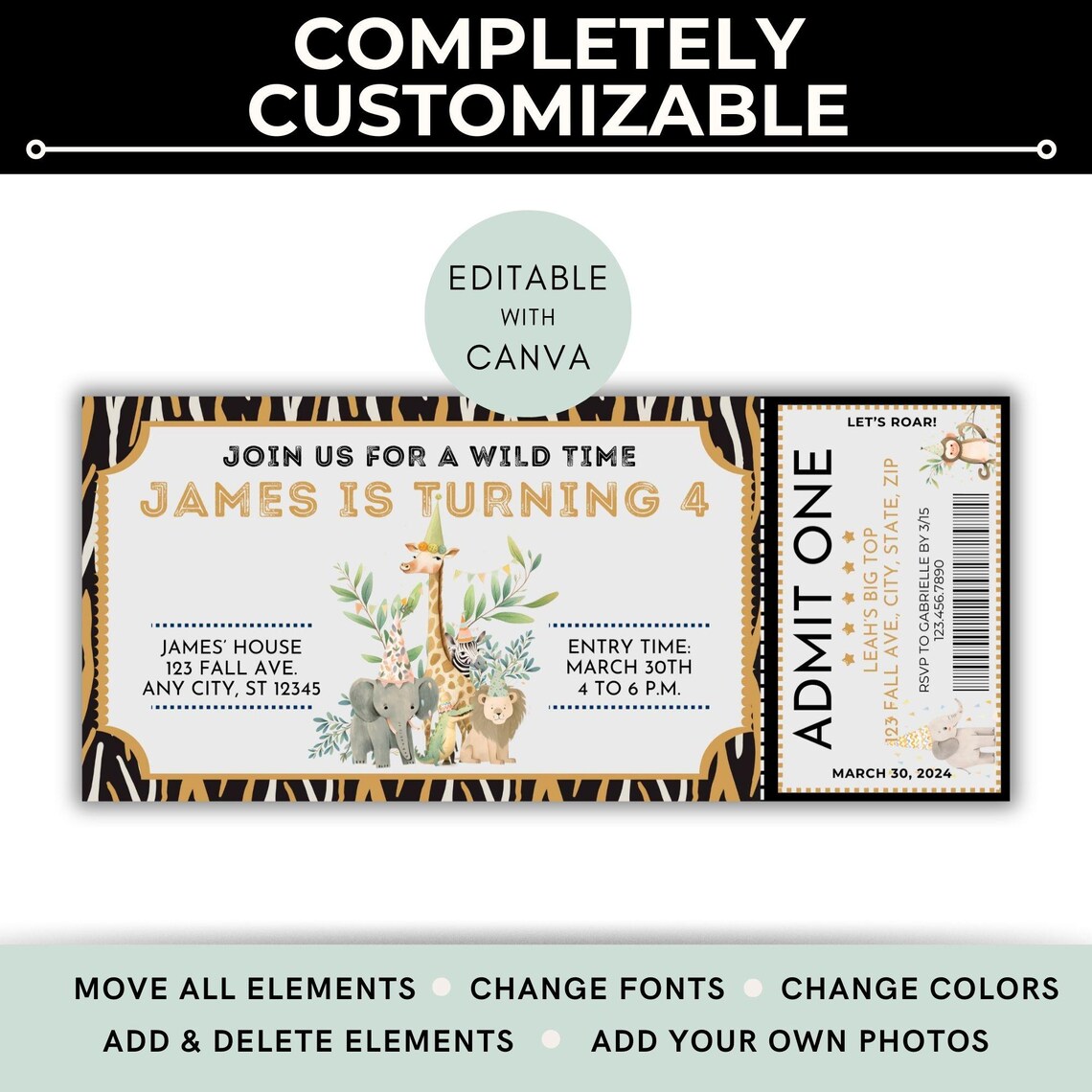 Zoo Ticket Template, Simple Ticket Template,birthday Invitation Petting ...