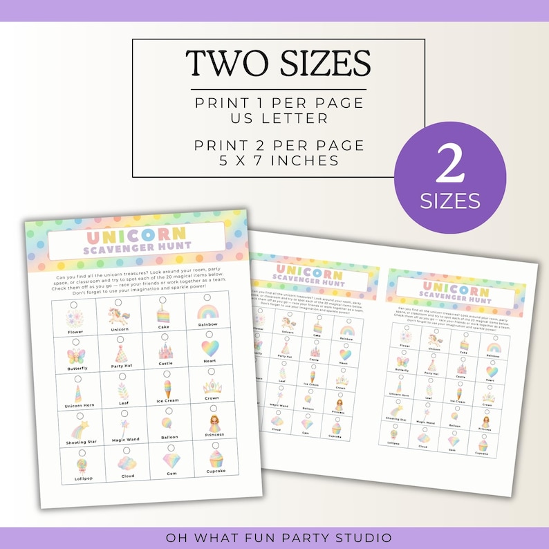 Unicorn Scavenger Themed Hunt, Unicorn Scavenger Hunt, Magical Unicorn ...