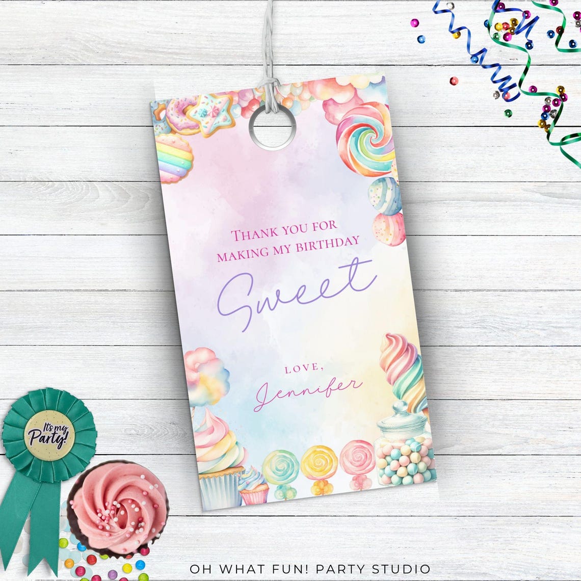 Sweet and Sassy Seven Birthday Thank You Tag, Bubble Gum Birthday Tags ...