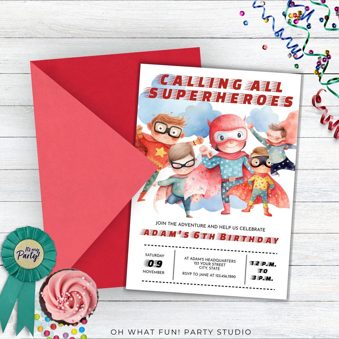 Editable Superheroes Birthday Invitation Template Printable Birthday ...