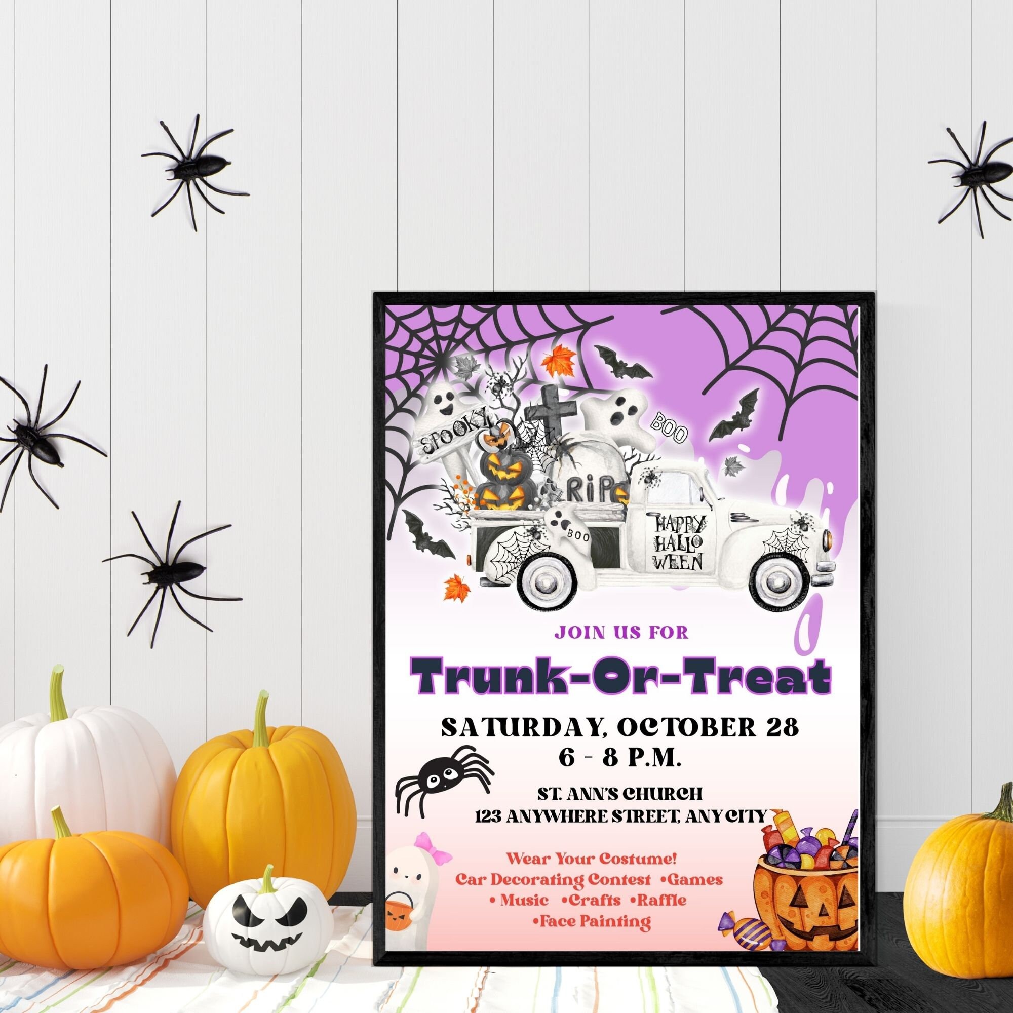 Editable Trunk or Treat Flyer, Trunk or Treat Invitation, Trunk or ...