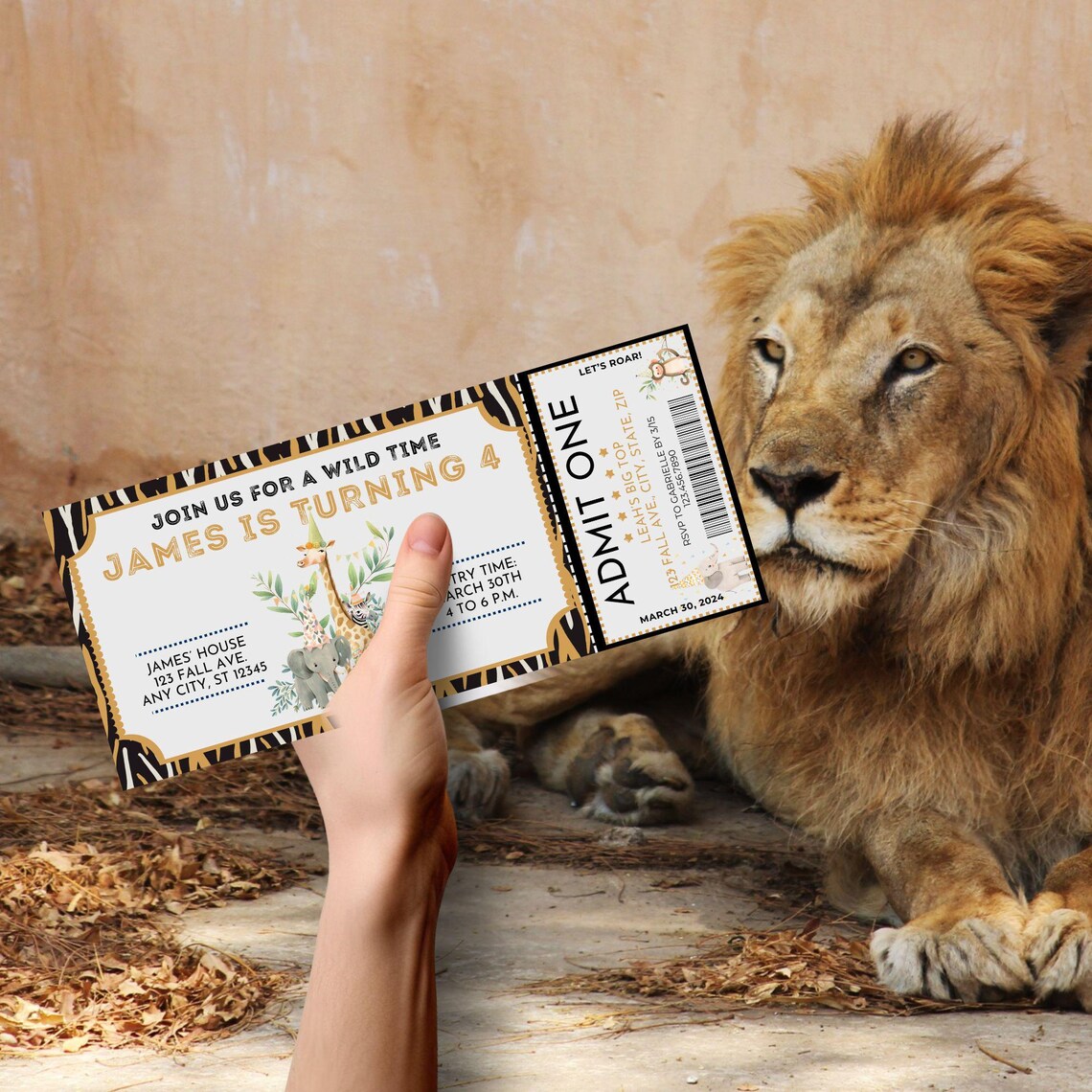 Zoo Ticket Template, Simple Ticket Template,birthday Invitation Petting ...
