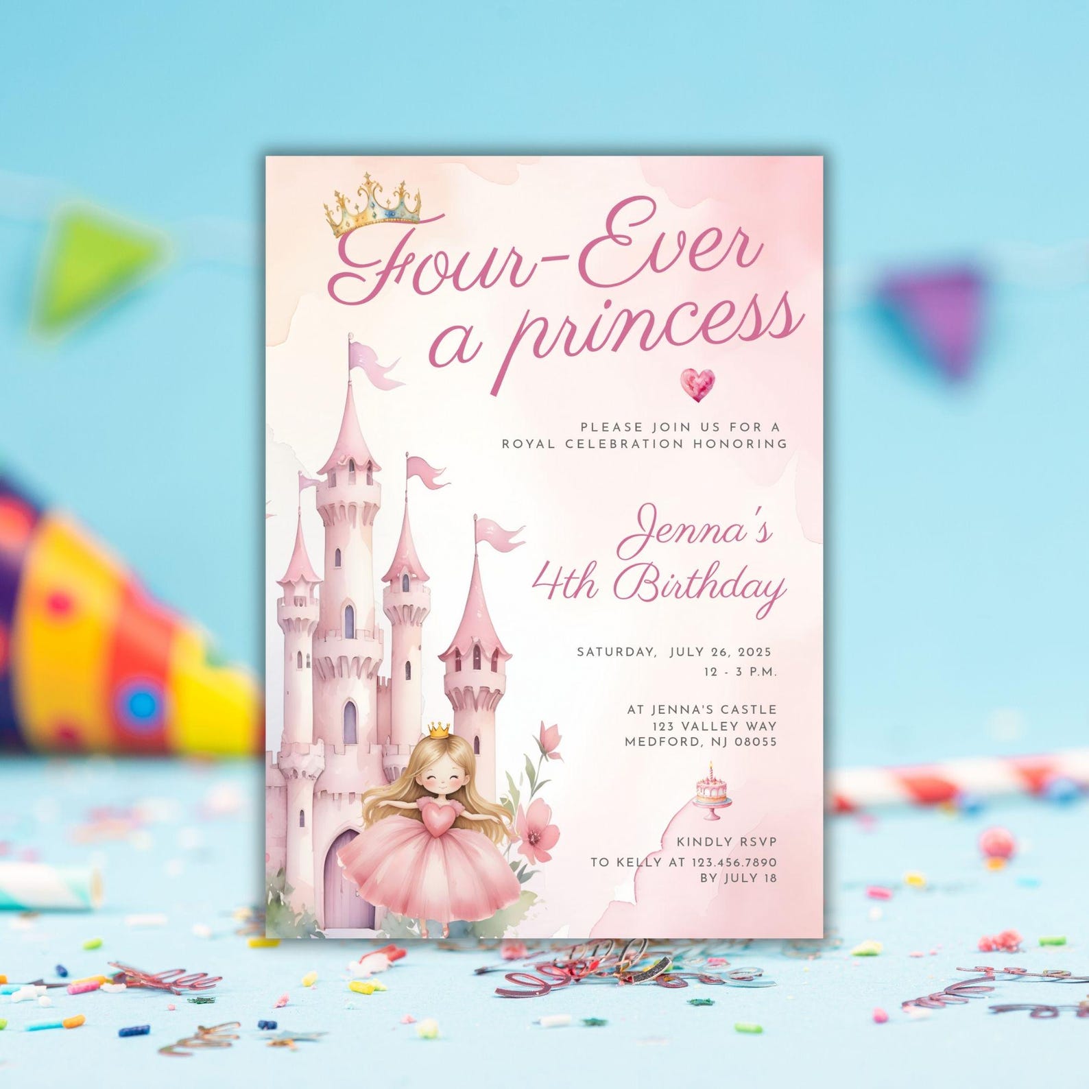 Pastel Color Princess Invitation, Forever A Princess Birthday ...