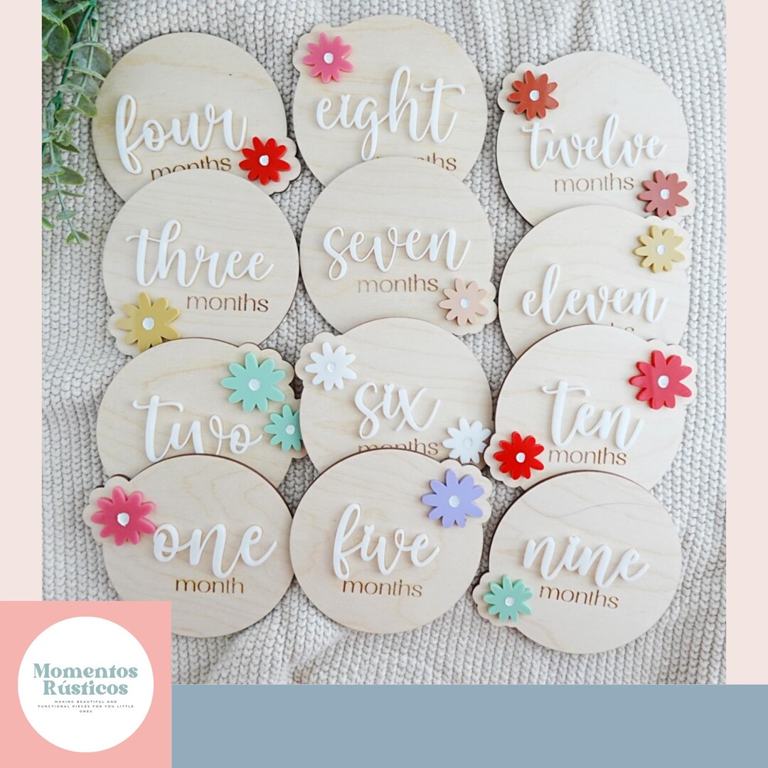 Flower Monthly Milestones, Monthly Milestone Cards, Milestones Sign ...