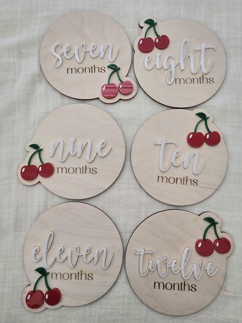 Cherry Monthly Signs, Monthly Milestone Signs, Milestone Cards ...
