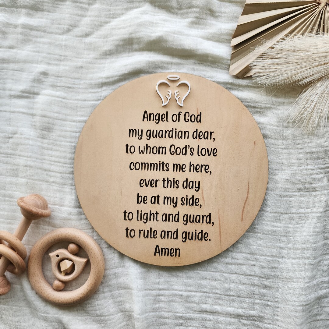 Angel De La Guarda Oración, Guardian Angel Prayer, Baby Sign, Wood ...