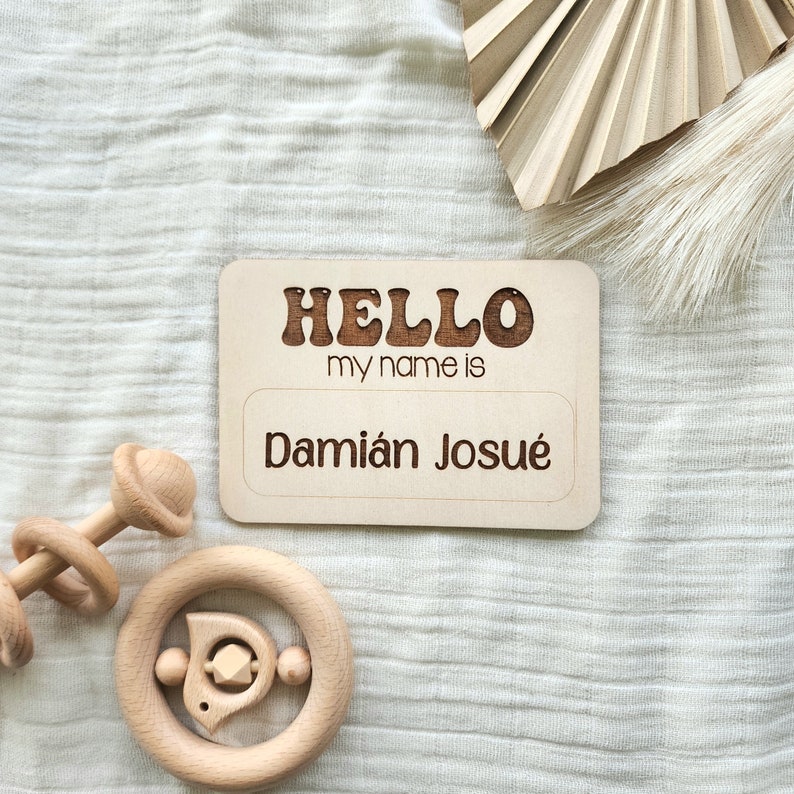 Hello My Name is Sign Name Tag Birth Announcement Sign - Etsy