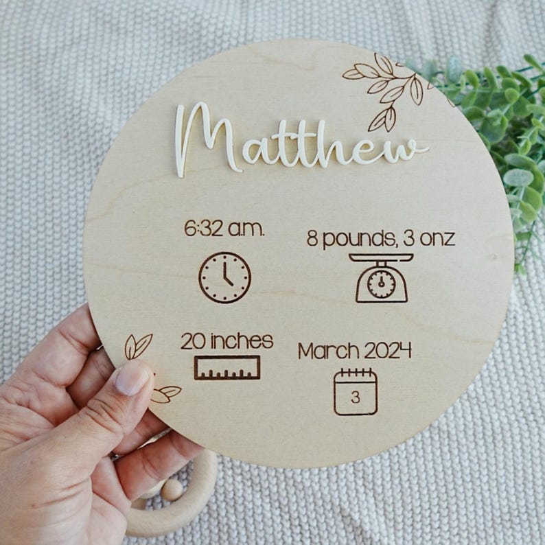 Personalized Baby Stats Sign, Newborn Gift, Nursery Decor, Newborn ...