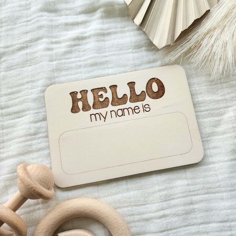 Hello My Name is Sign Name Tag Birth Announcement Sign - Etsy