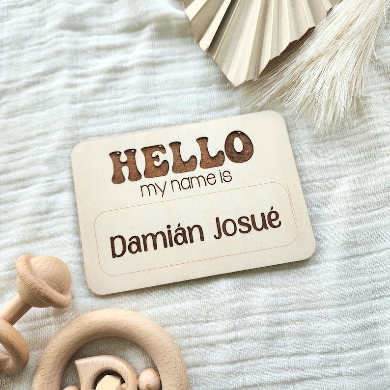 Hello My Name is Sign Name Tag Birth Announcement Sign - Etsy