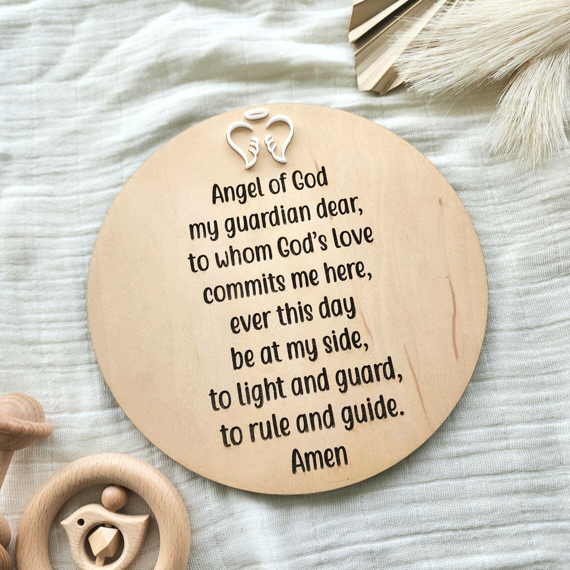 Angel De La Guarda Oración, Guardian Angel Prayer, Baby Sign, Wood ...