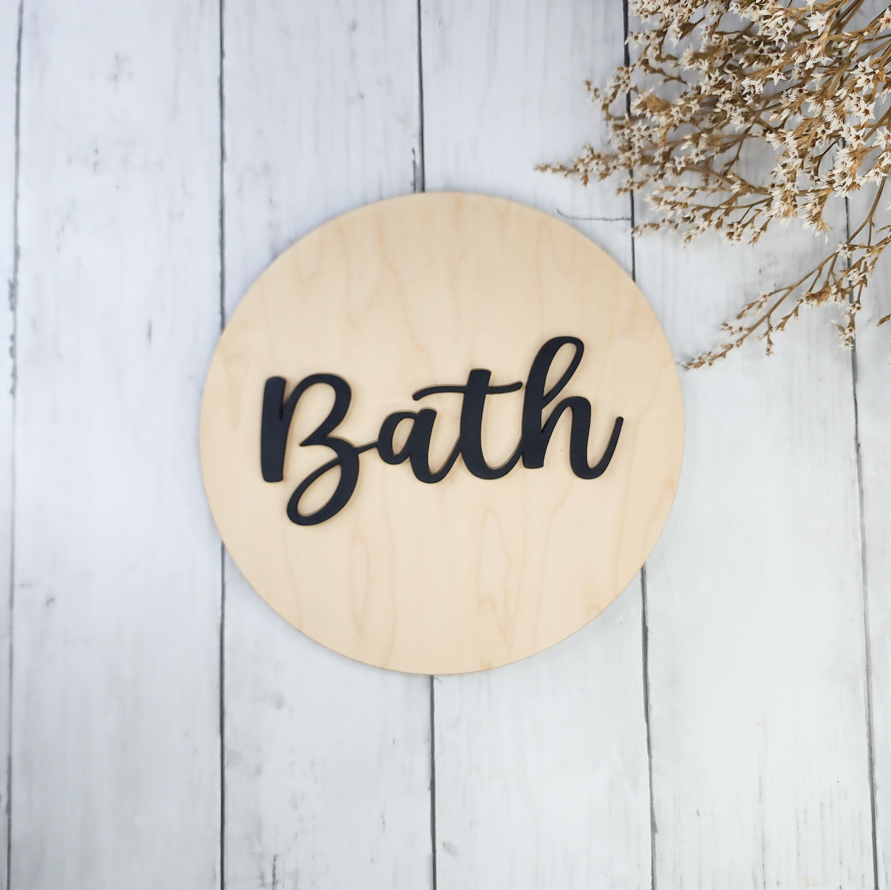 Bath Sign Wood Bath Sign Bath Round Sign Bathroom Sign - Etsy