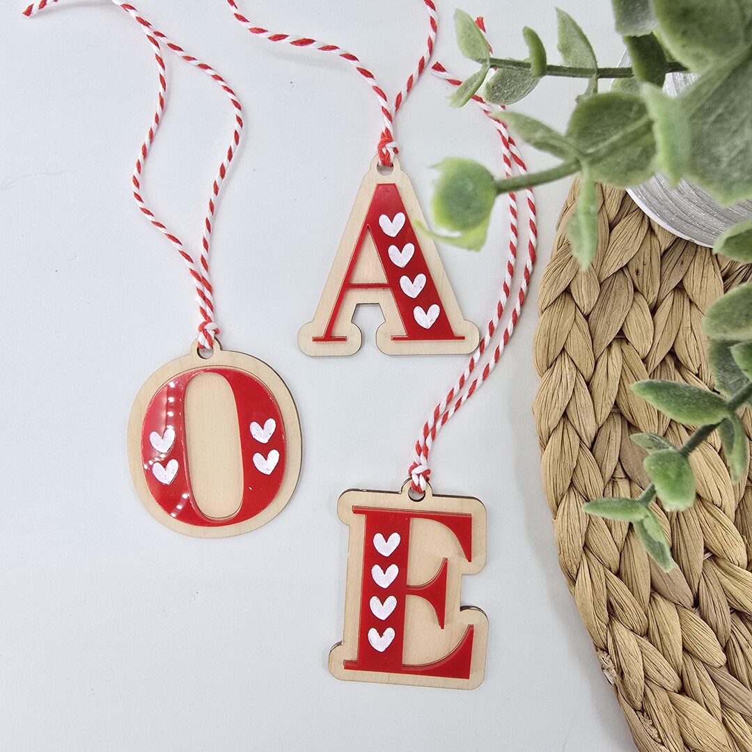 Custom Tags, Valentine's Day Letter Tags, Gift Tags, Heart Letter Tags ...
