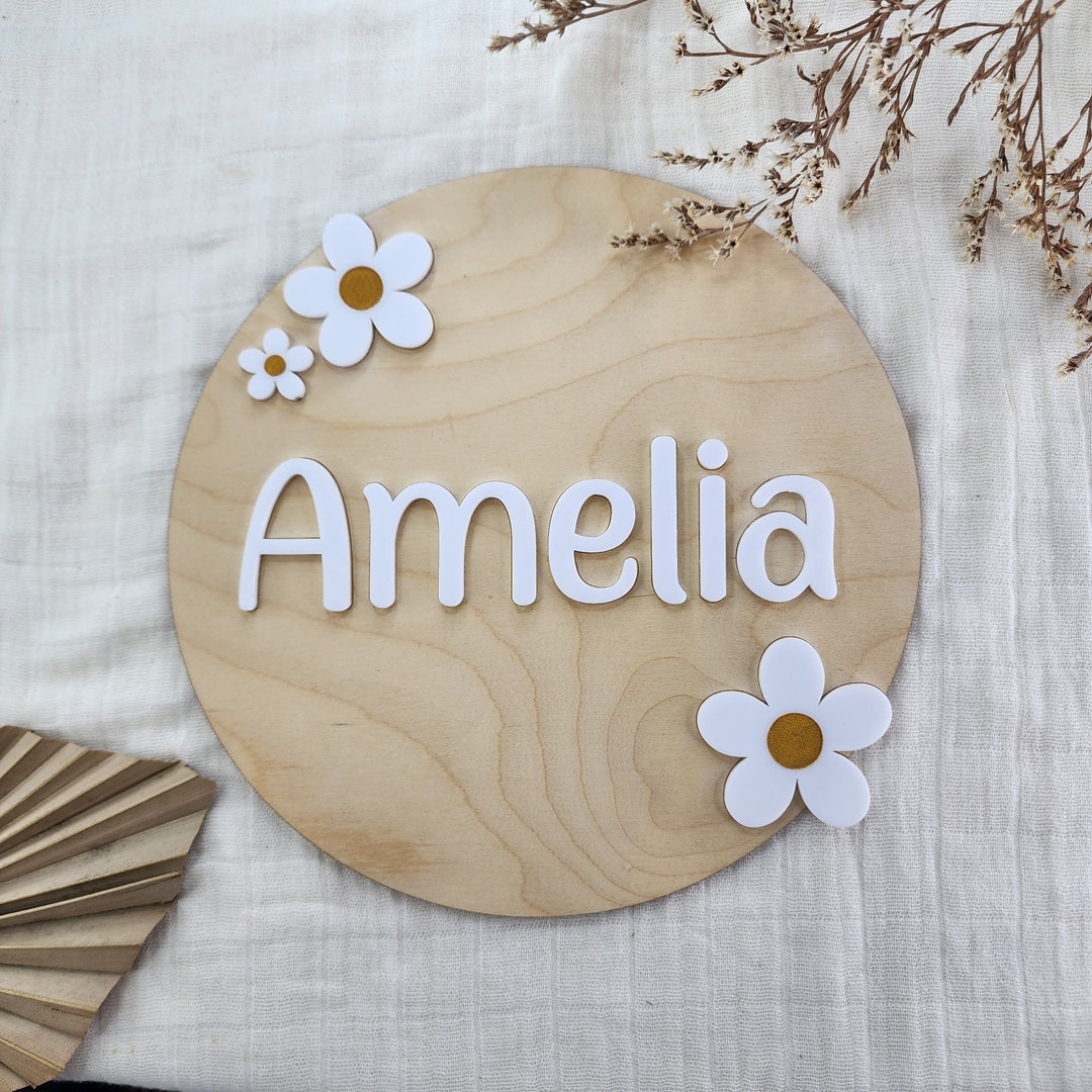Custom Name Sign, Nursery Sign, Flower Name Sign, Wood Sign, Baby Sign ...