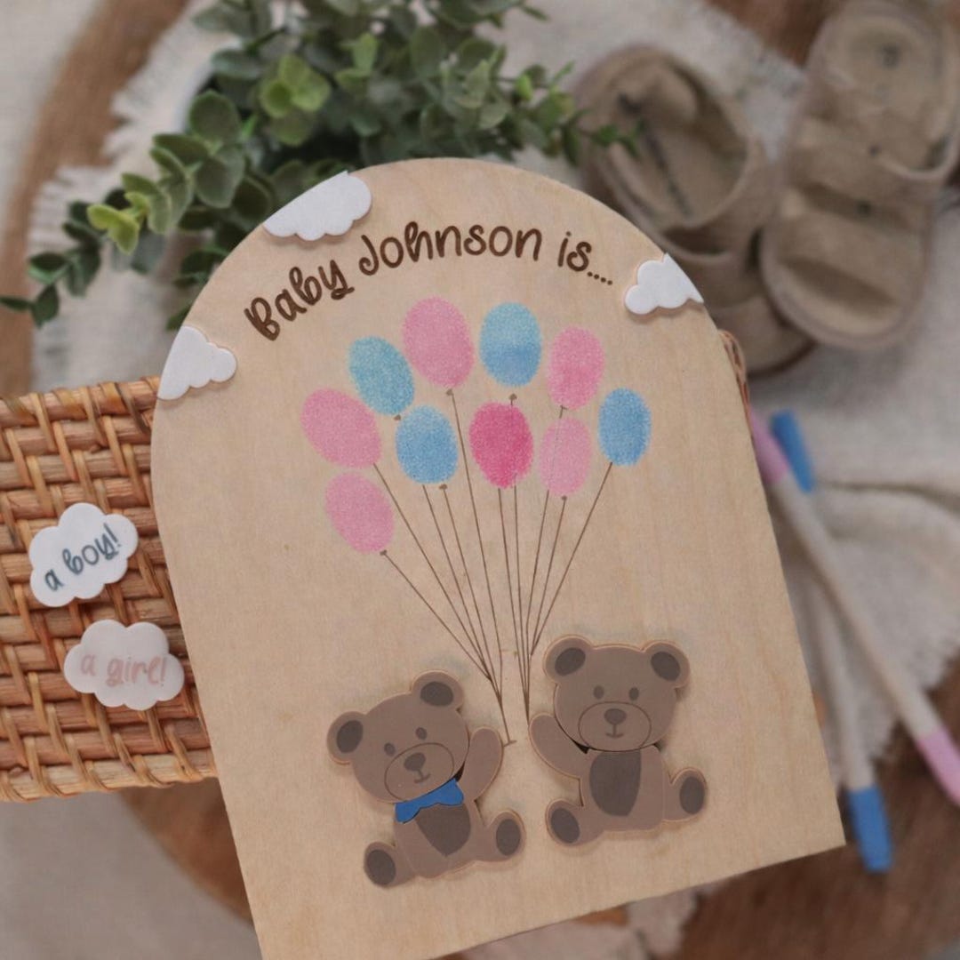 Personalized Gender Reveal Guest Book Sign, Guest Finger Print Sign ...