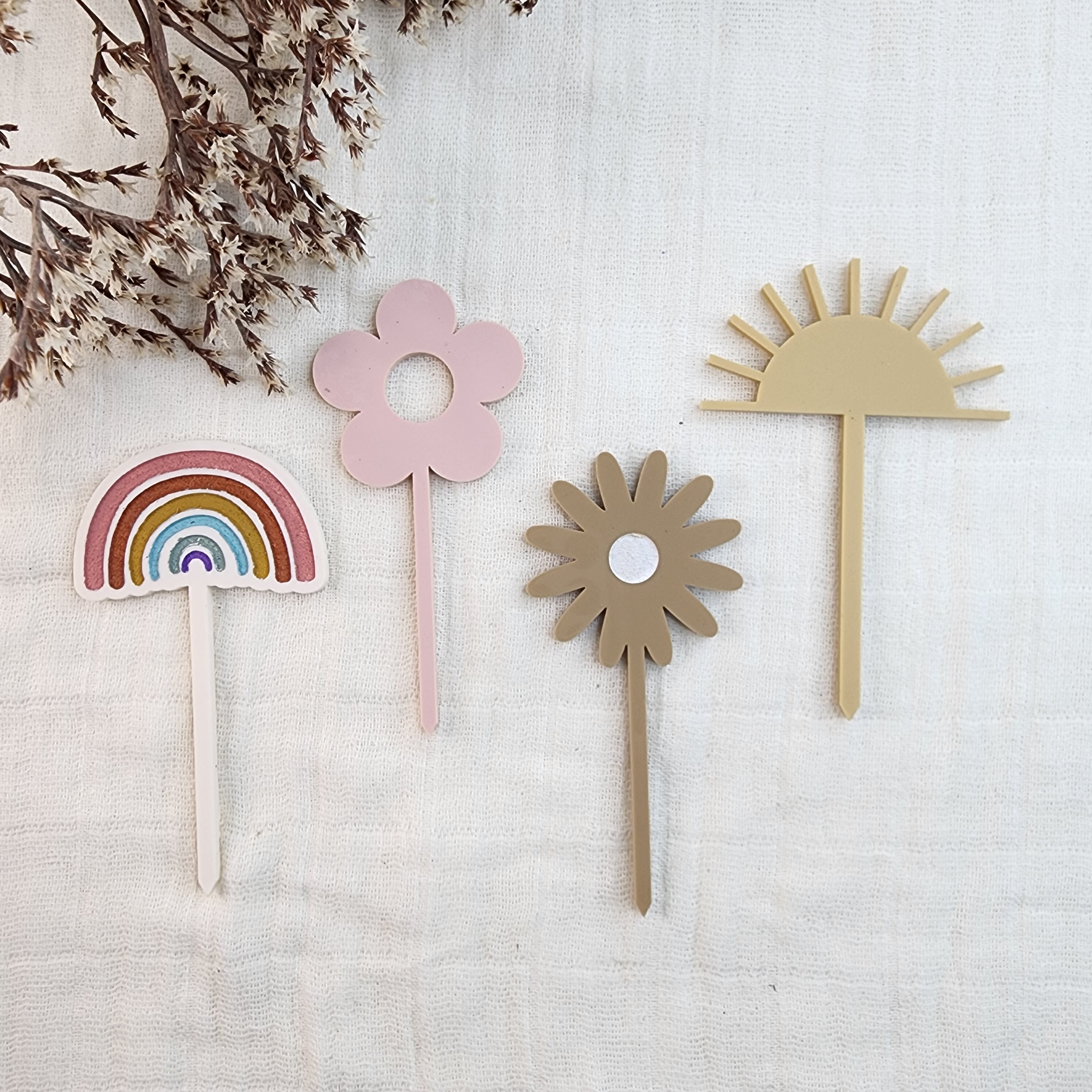 Cupcake Toppers, Boho Cupcake Toppers, Retro Cupcake Topper, Cake ...