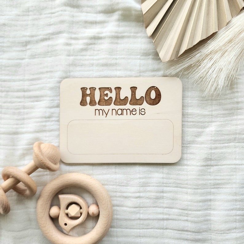 Hello My Name is Sign Name Tag Birth Announcement Sign - Etsy
